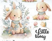 Watercolor Bunny Clipart Vector Bunny Clipart Bunny - Etsy