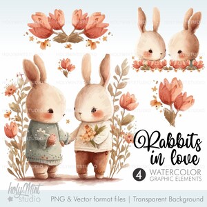 Rabbit Clipart, Spring Clipart, Love Clipart, Spring Bunnies, Nursery ...