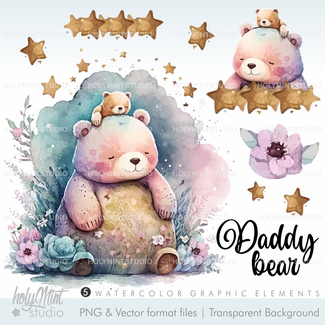 Teddy Bear Clipart, Bear Vector, Family Clipart, Father's Day Clipart ...