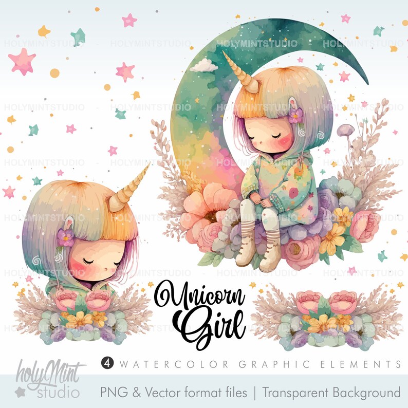 Unicorn Girl Clipart Fairy Tale Clipart Unicorn Clipart - Etsy