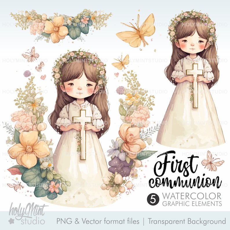 First Communion Clipart Watercolor Clipart Christian - Etsy México