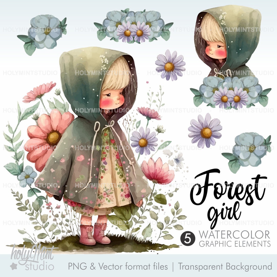 Forest Girl Clipart, Forest Clipart, Girl Clipart, Woodland Clipart ...