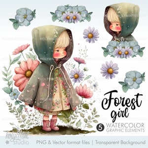Forest Girl Clipart, Forest Clipart, Girl Clipart, Woodland Clipart ...