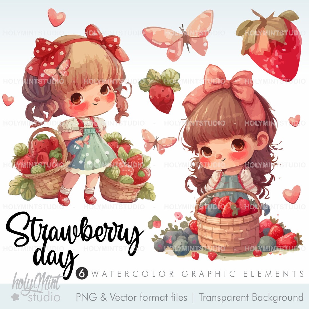 Strawberry Clipart, Strawberry Girl Clipart, Vector Strawberry Clipart ...