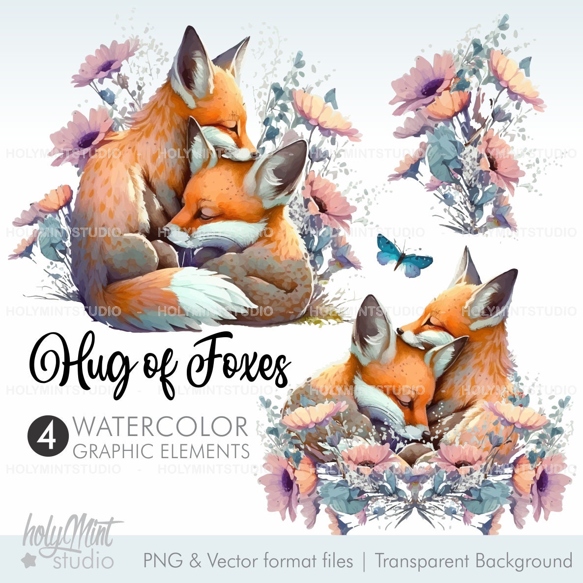 Fox Clipart Vector Woodland Clipart COMMERCIAL USE - Etsy