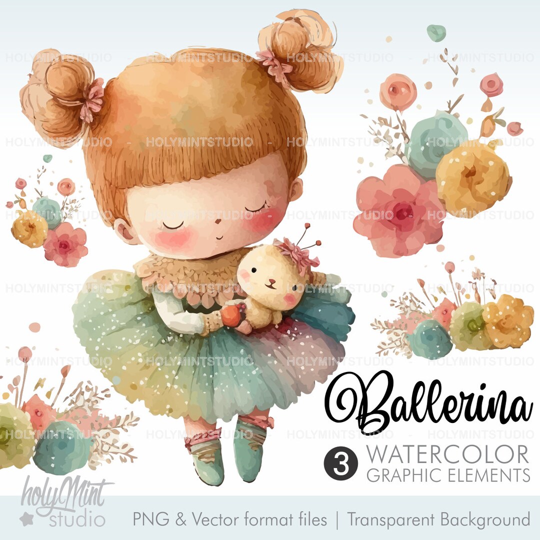 Ballerina Clipart, Cute Ballet Clipart, Ballerina Stickers, Little ...