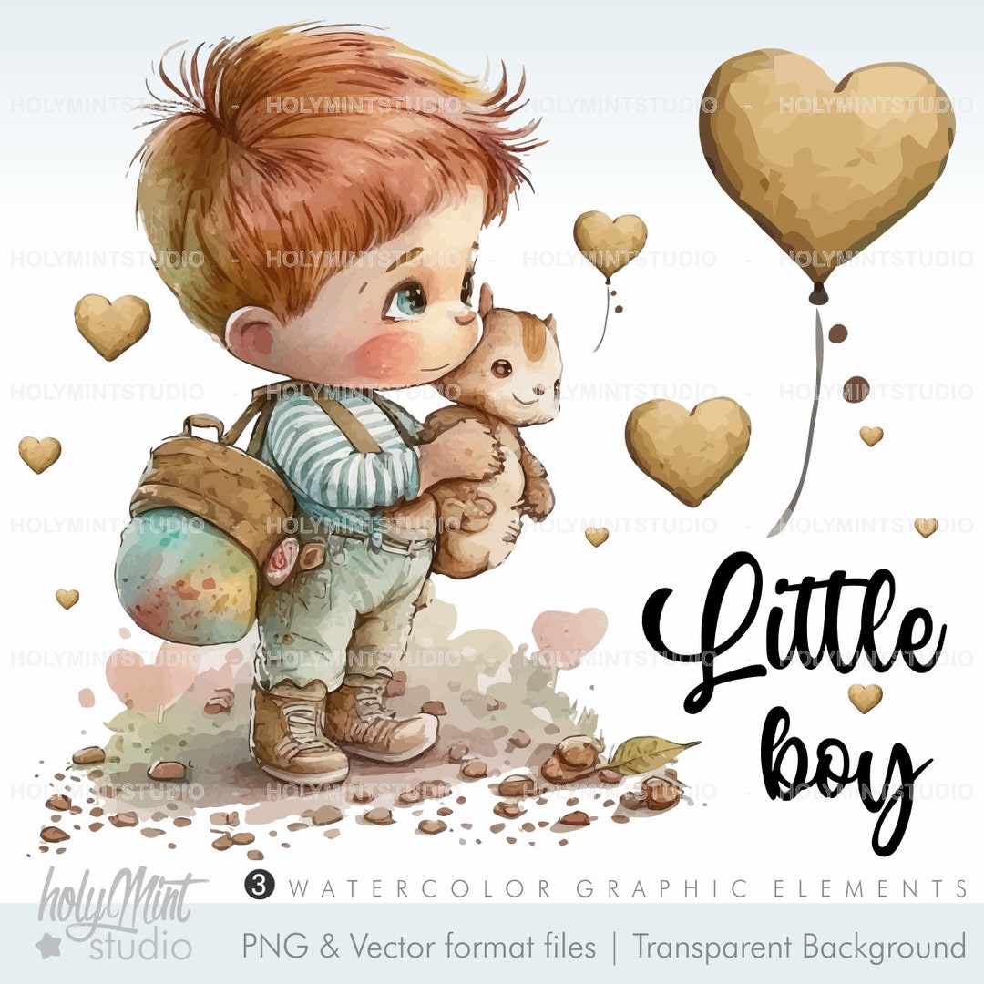 Watercolor Friends Clipart, Watercolor Kid Clipart, Boy Clipart, Kid ...