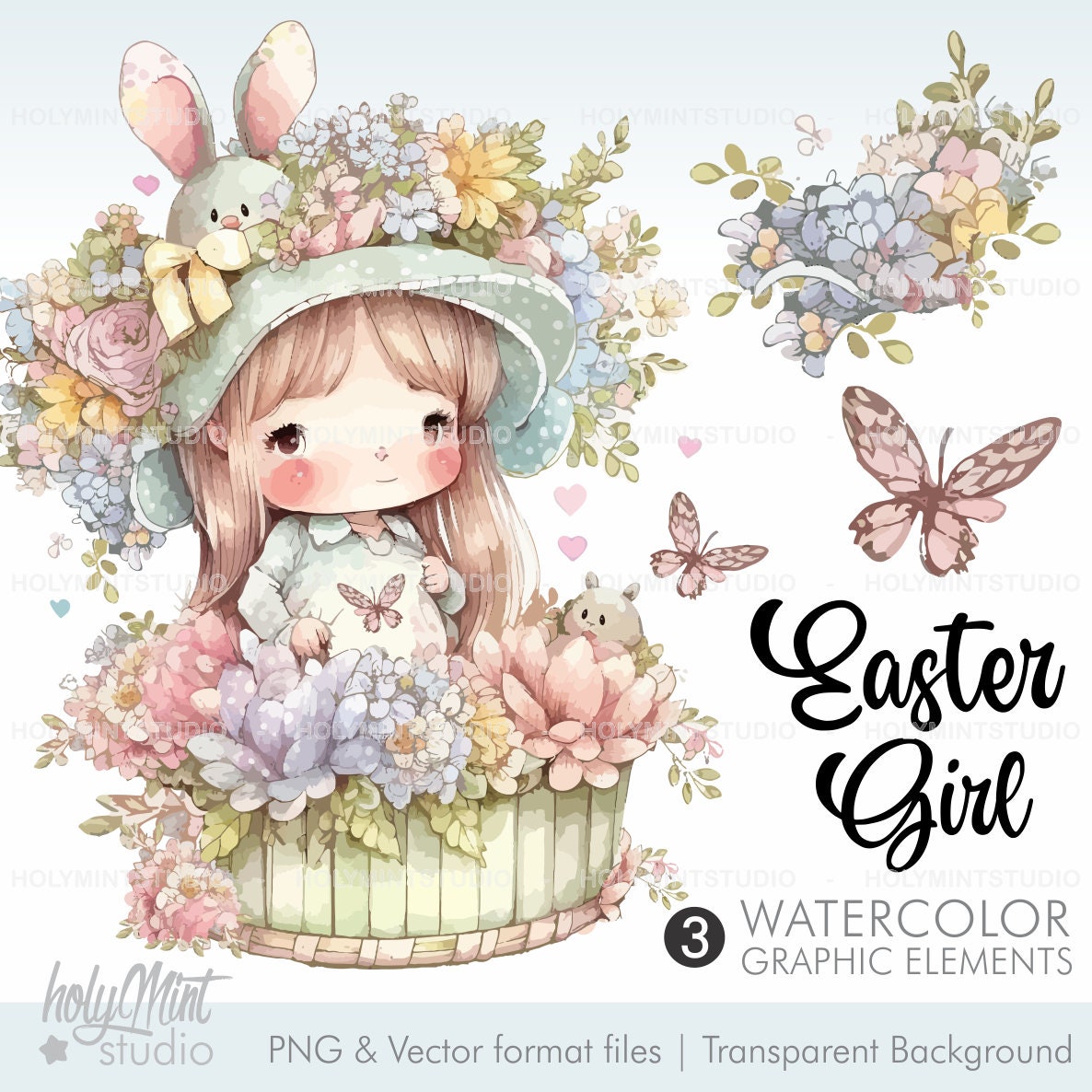 Spring Clipart Easter Clipart Easter Girl Clipart Spring - Etsy
