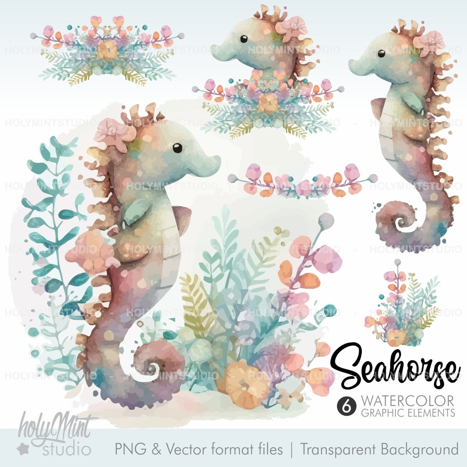 Watercolor Seahorse Clipart Seahorse Clip Art Seahorse Clip - Etsy