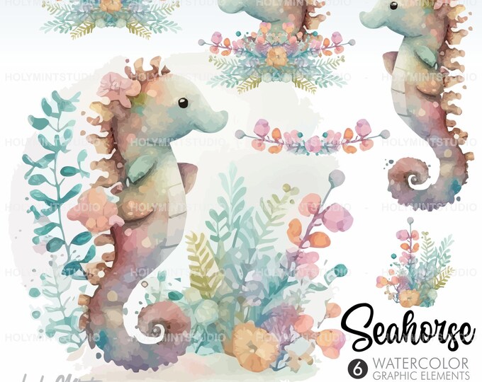 Watercolor Seahorse Clipart, Seahorse Clip Art, Seahorse Clip Art ...