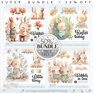 Bunny Clipart, Easter Clipart, Bundle, Bundle Clipart, Rabbit Clipart ...