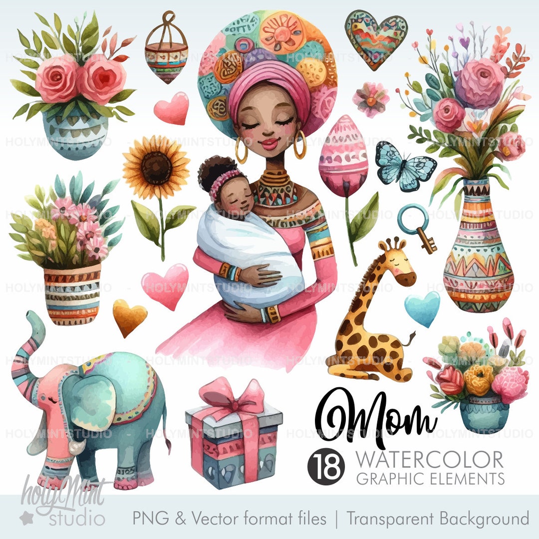 Mother's Day Clipart, Watercolor Mom, Watercolor Mother, Mom and Baby ...