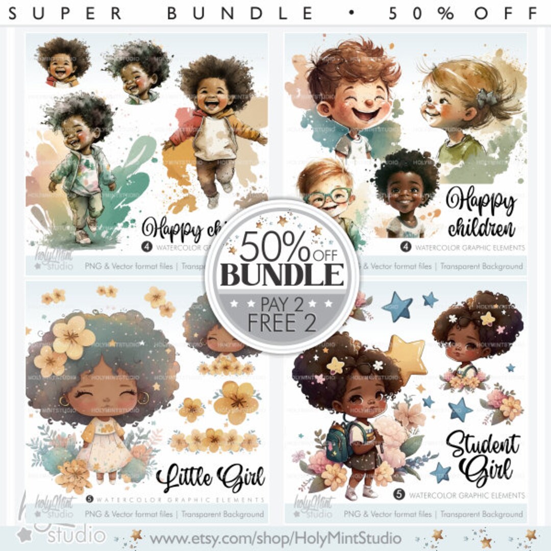 Kids Clipart Clipart Bundle Bundle Graphics Student - Etsy