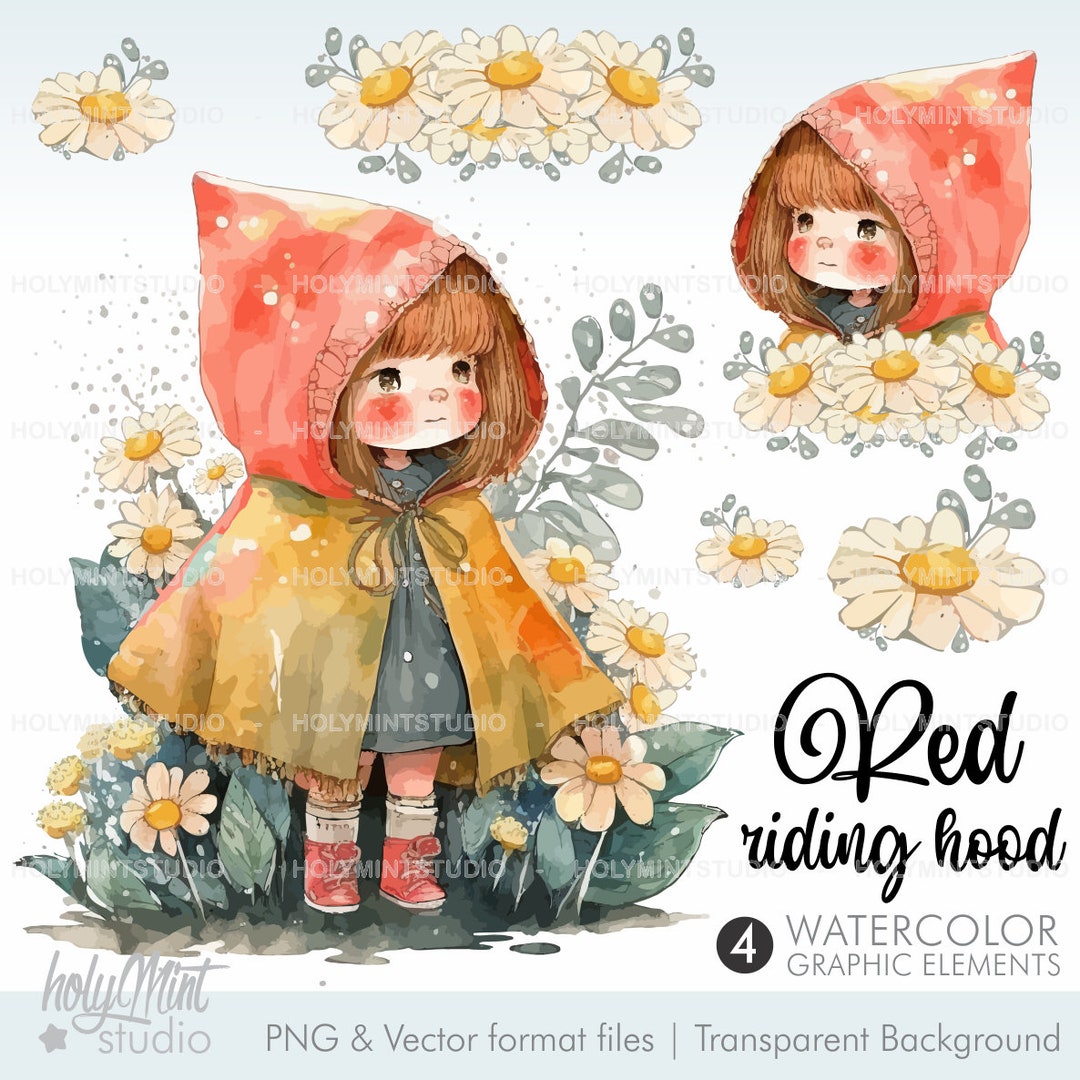 Red Riding Hood Clipart, Fairytale Clipart, Forest Clipart, Little Red ...