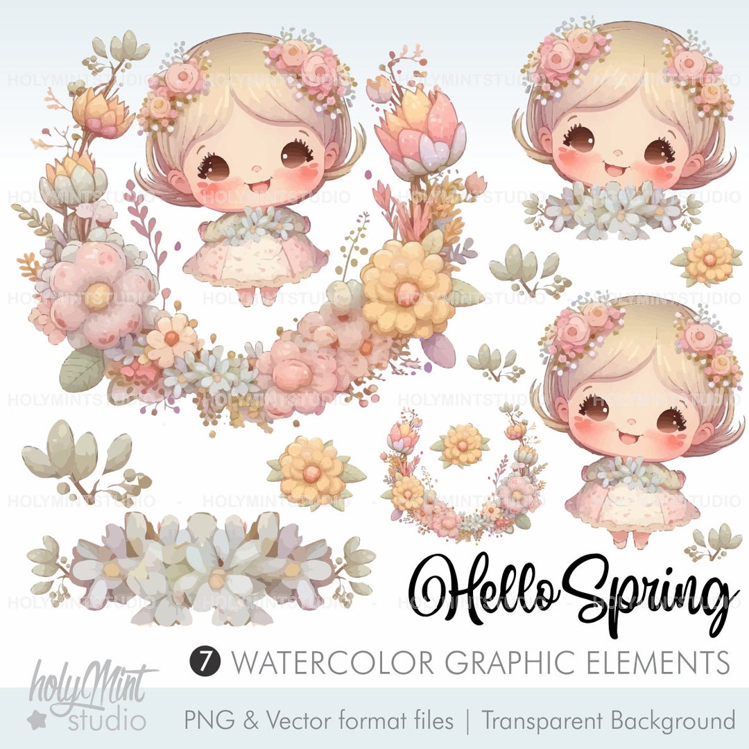 Girl Clipart, Spring Clipart, Spring Graphics, Spring Girl Clipart ...