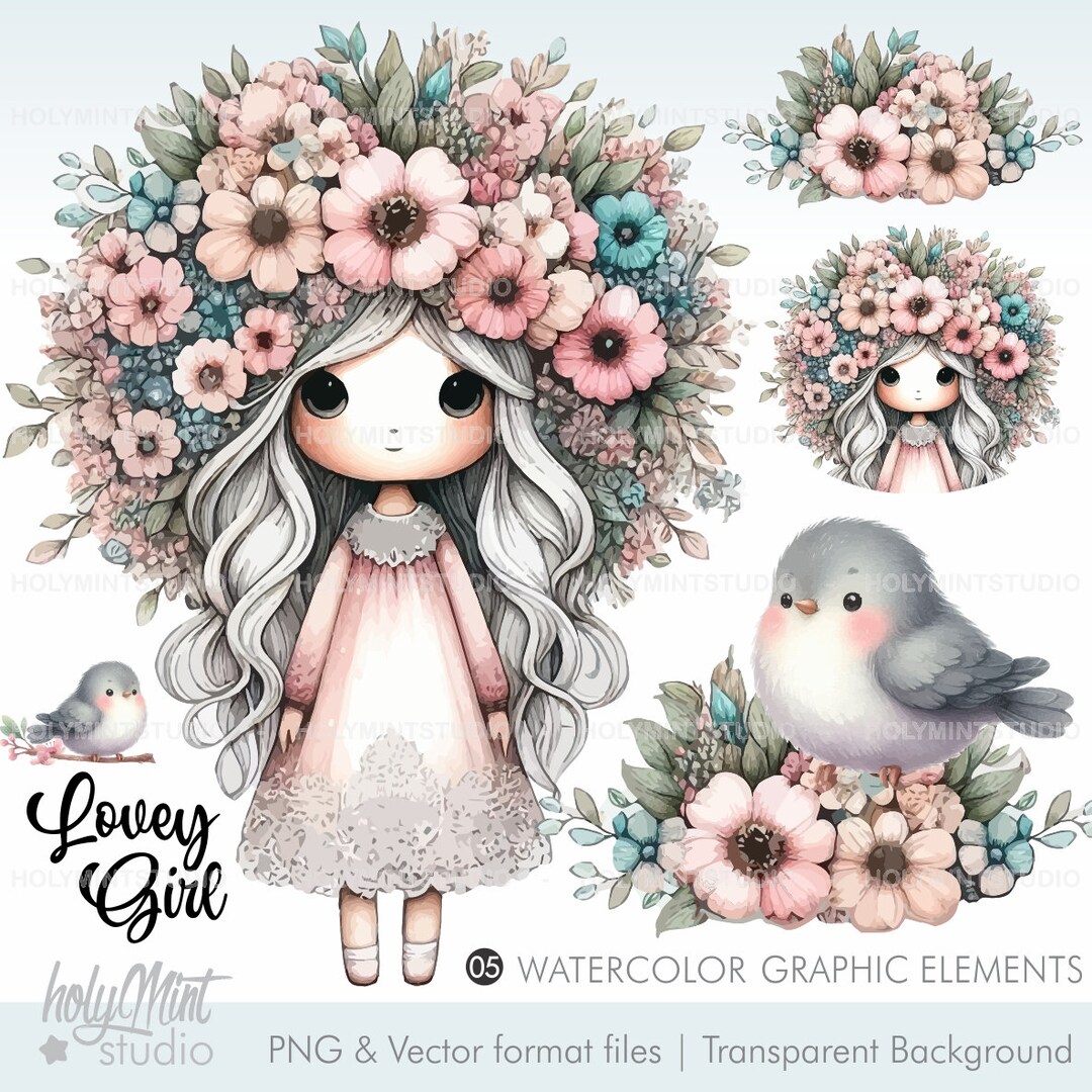 Spring Girl Clipart, Spring Clipart, Floral Girl Clipart, Spring PNG ...