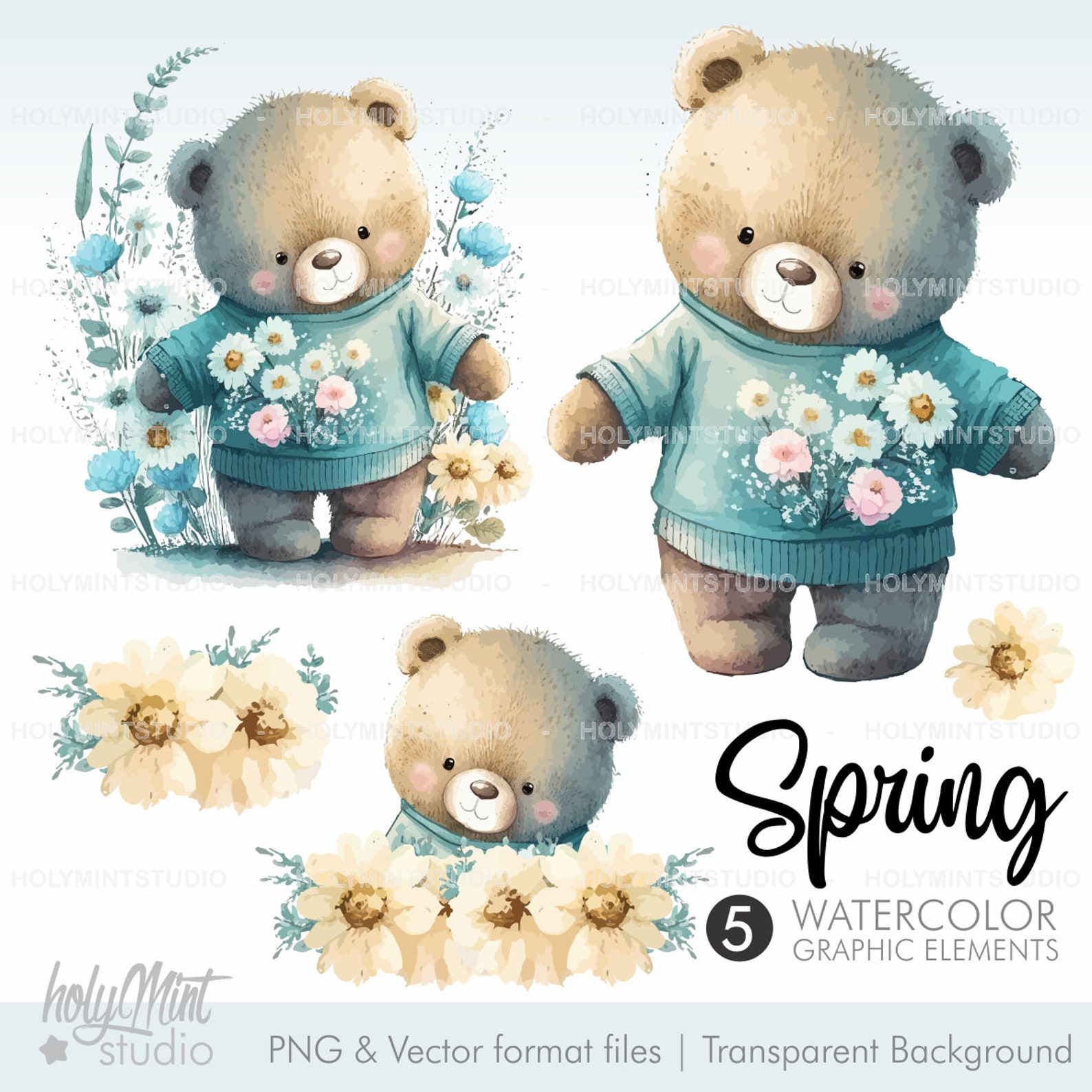 Bear Clipart, Teddy Bear Clipart Vector, COMMERCIAL USE, Bear Vector ...