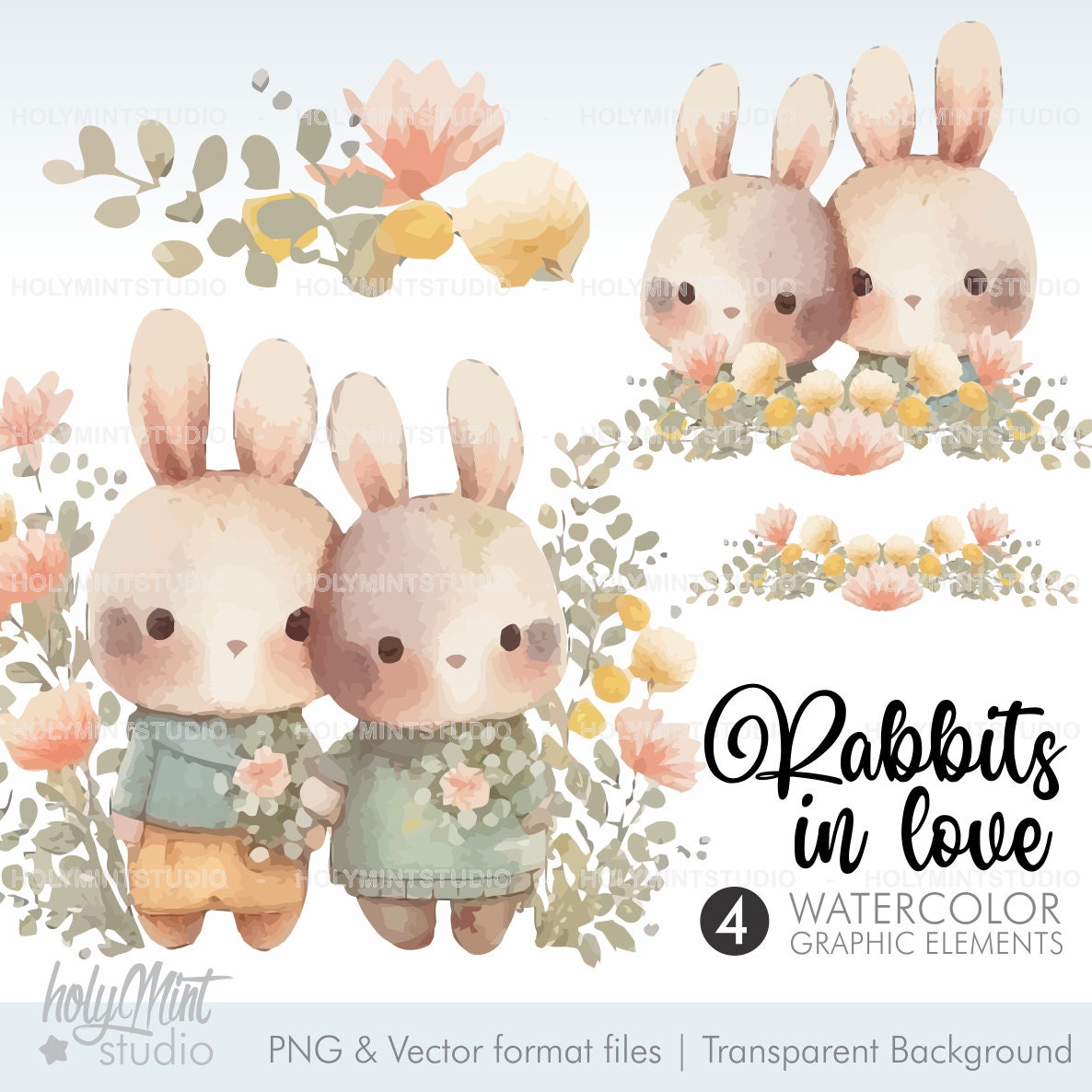 Bunny Clipart Love Clipart Spring Bunnies Clipart Spring - Etsy
