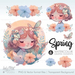Spring Girl Clipart, Spring Graphics, COMMERCIAL USE, Spring Vector ...