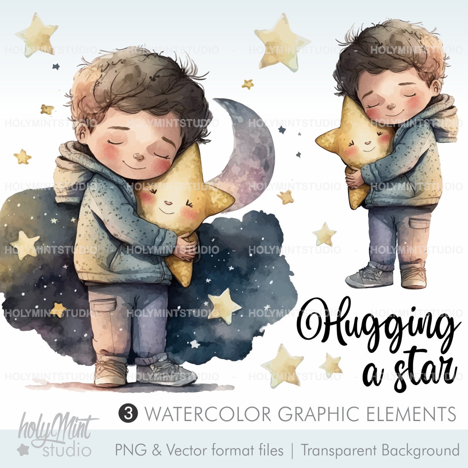 Boy Clipart Vector Boy Clipart Boy Graphics Night Clipart - Etsy