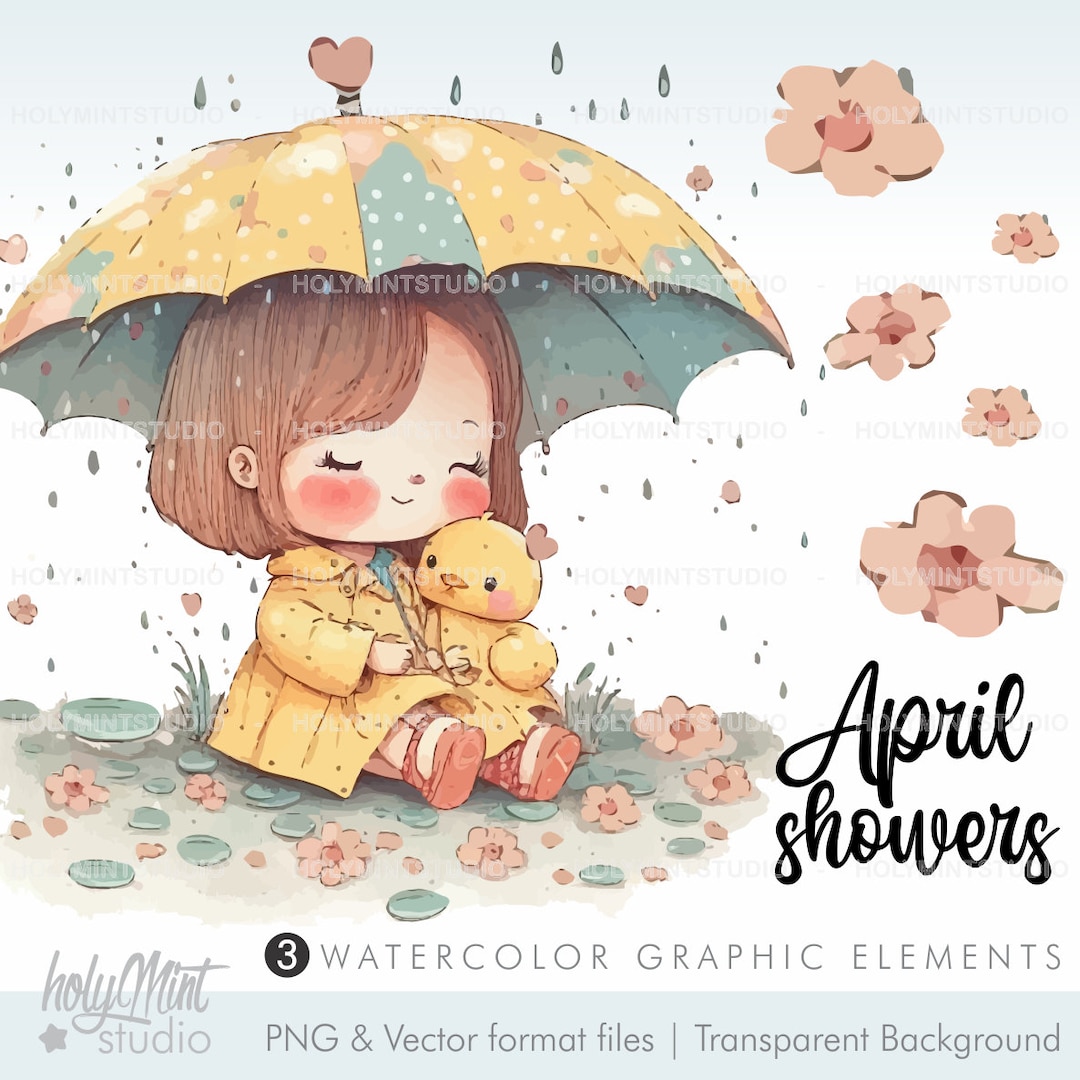 Rainy Day Clipart, April Showers Clipart, Spring Clipart, Rainy Day ...