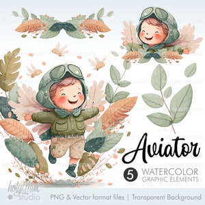 Aviator Clipart, Pilot Boy Clipart, Aviator Party, Aviator Clip Art ...