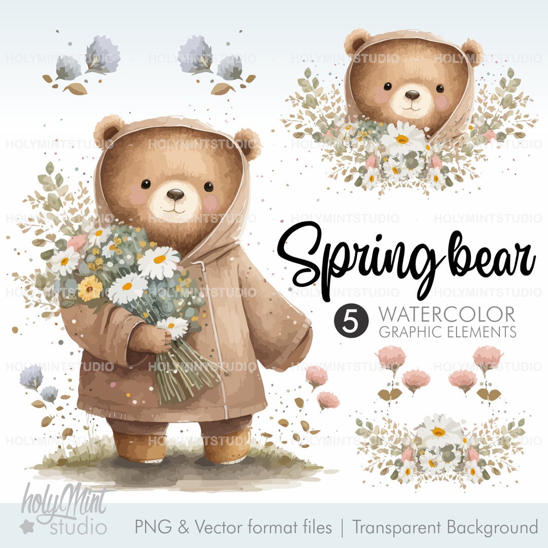 Spring Bears Clipart, Bears Vector, Bears Clipart, Bears Graphics, Love ...
