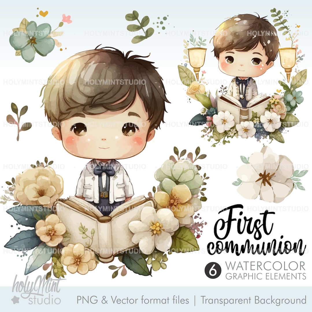 First Communion Clipart, Watercolor Clipart, Christian Clipart ...