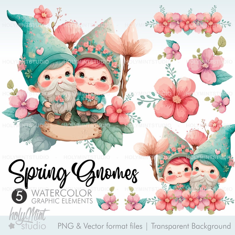Gnomes Clipart Vector Gnomes Clip Art Spring Gnomes Clipart - Etsy