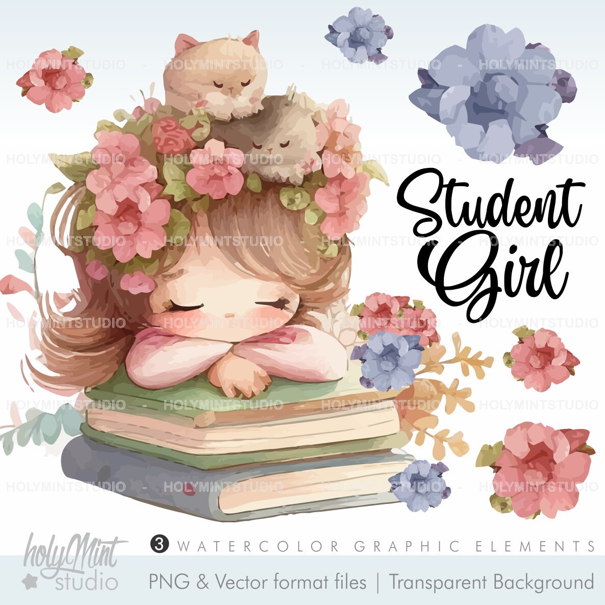 Student Girl Clipart Schoolgirl Clipart Girl Clipart Back - Etsy España