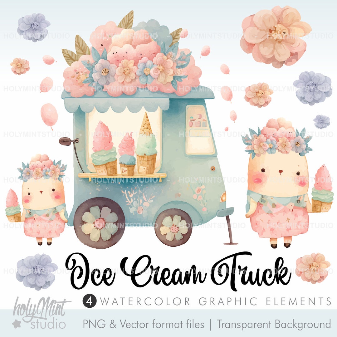Summer Clipart, Ice Cream Truck, Ice Cream Clipart, Seasonal Clipart ...