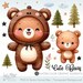 Bear Clipart, Woodland Bear Clipart, Forest Bear Clipart, Cute Bear ...