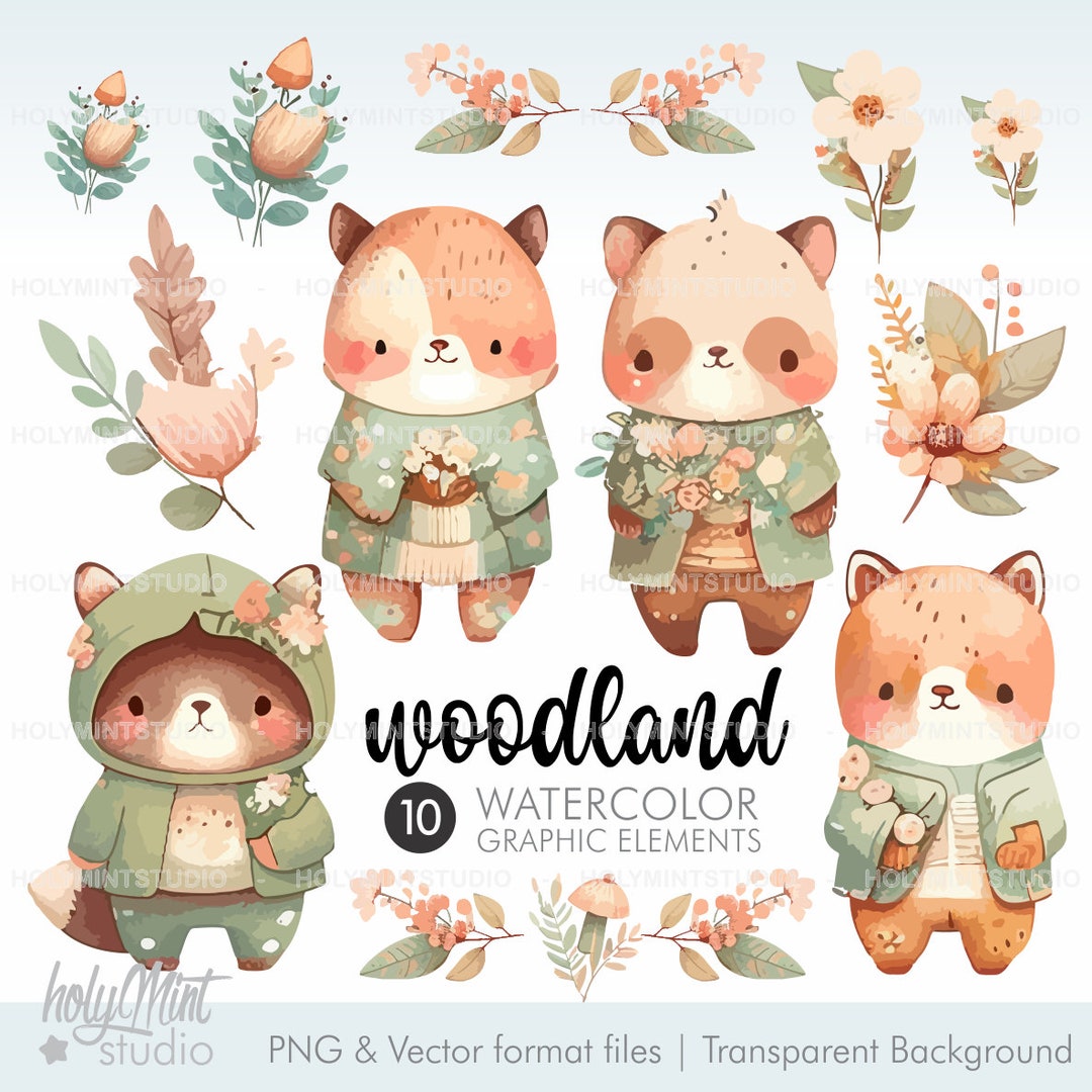 Woodland Animals Clipart, Woodland Vector, Woodland PNG, Animals Vector ...