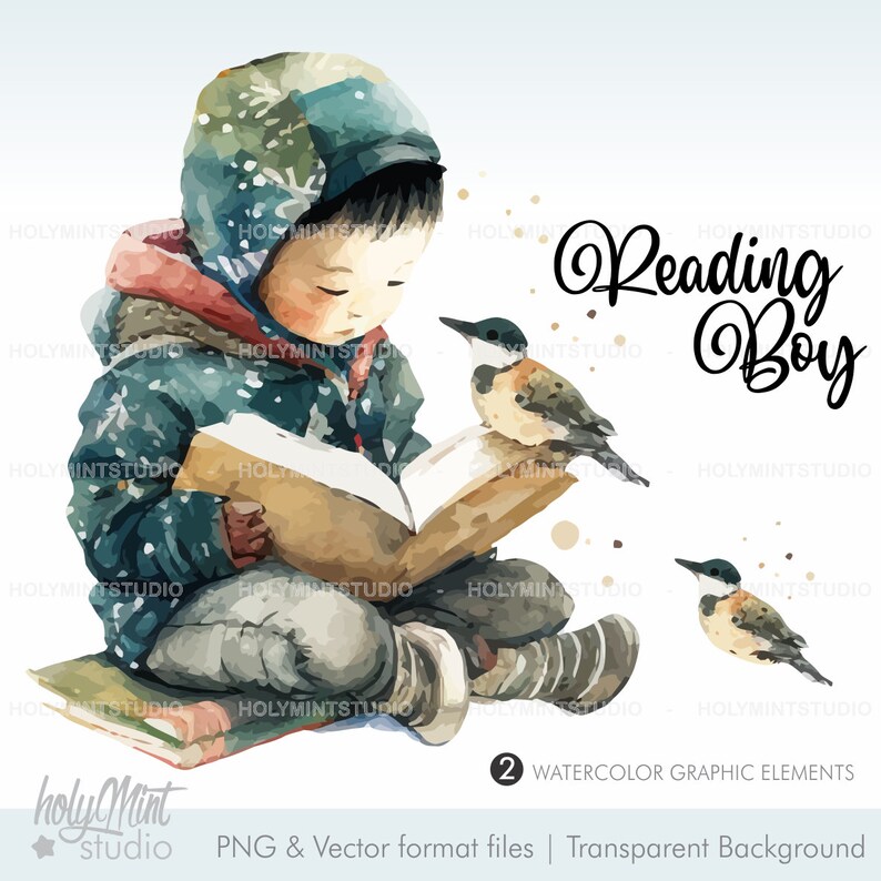 Boy Clipart Boy Reading Clipart COMMERCIAL USE Schoolboy - Etsy