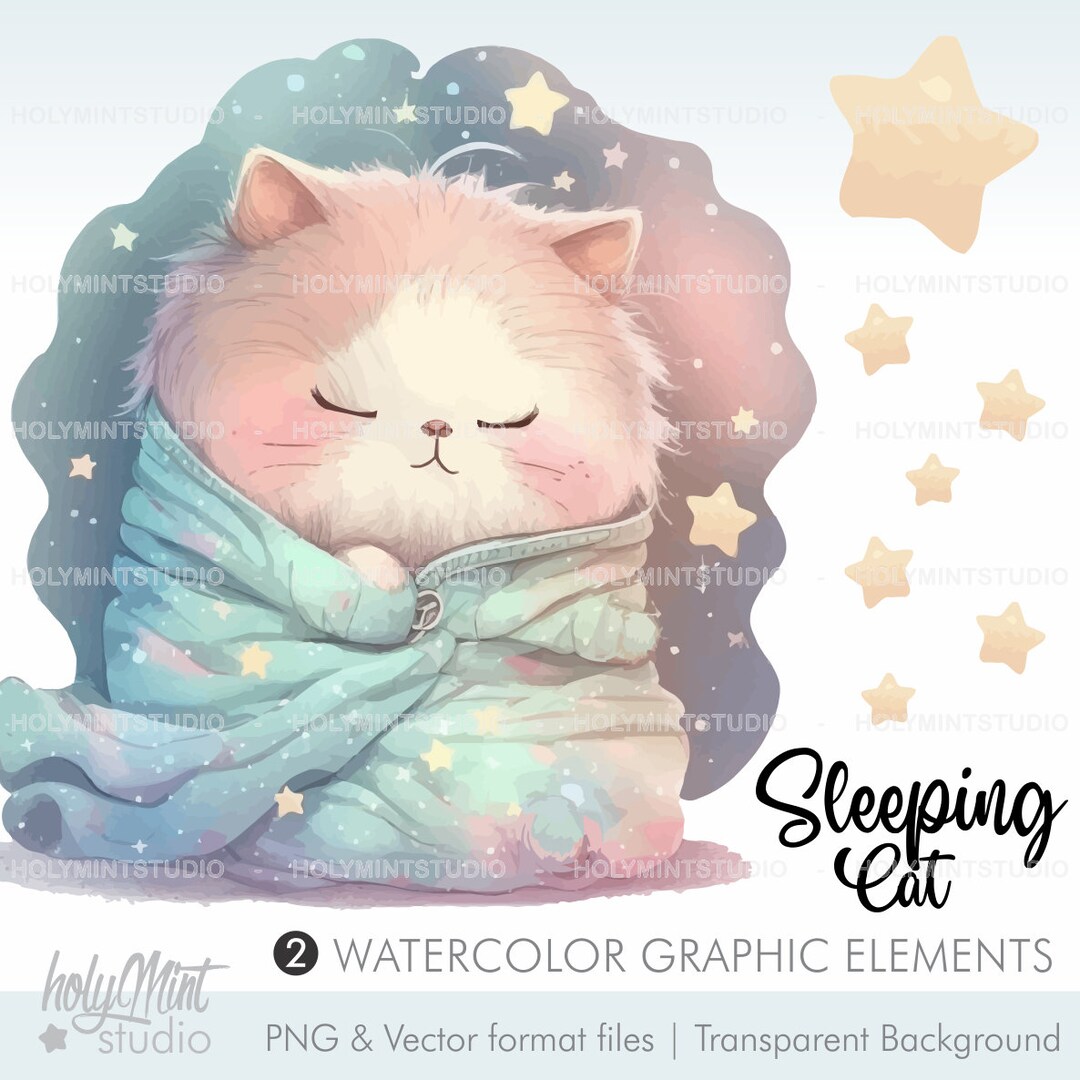 Watercolor Cat Clipart , Kitten Clipart Vector, Kitty Clipart, Pet ...