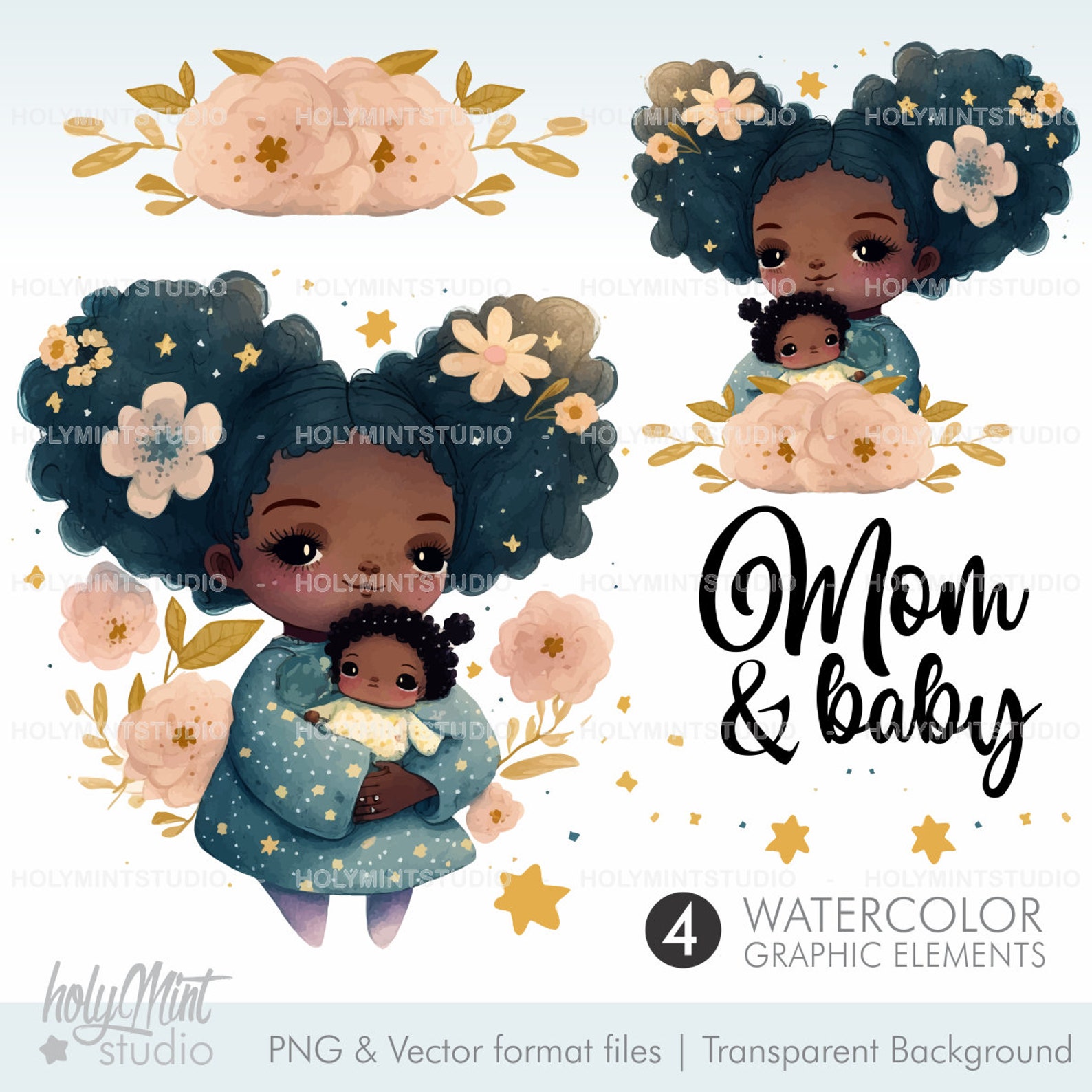 Mother's Day Clipart Mom Watercolor Clipart Mother's - Etsy