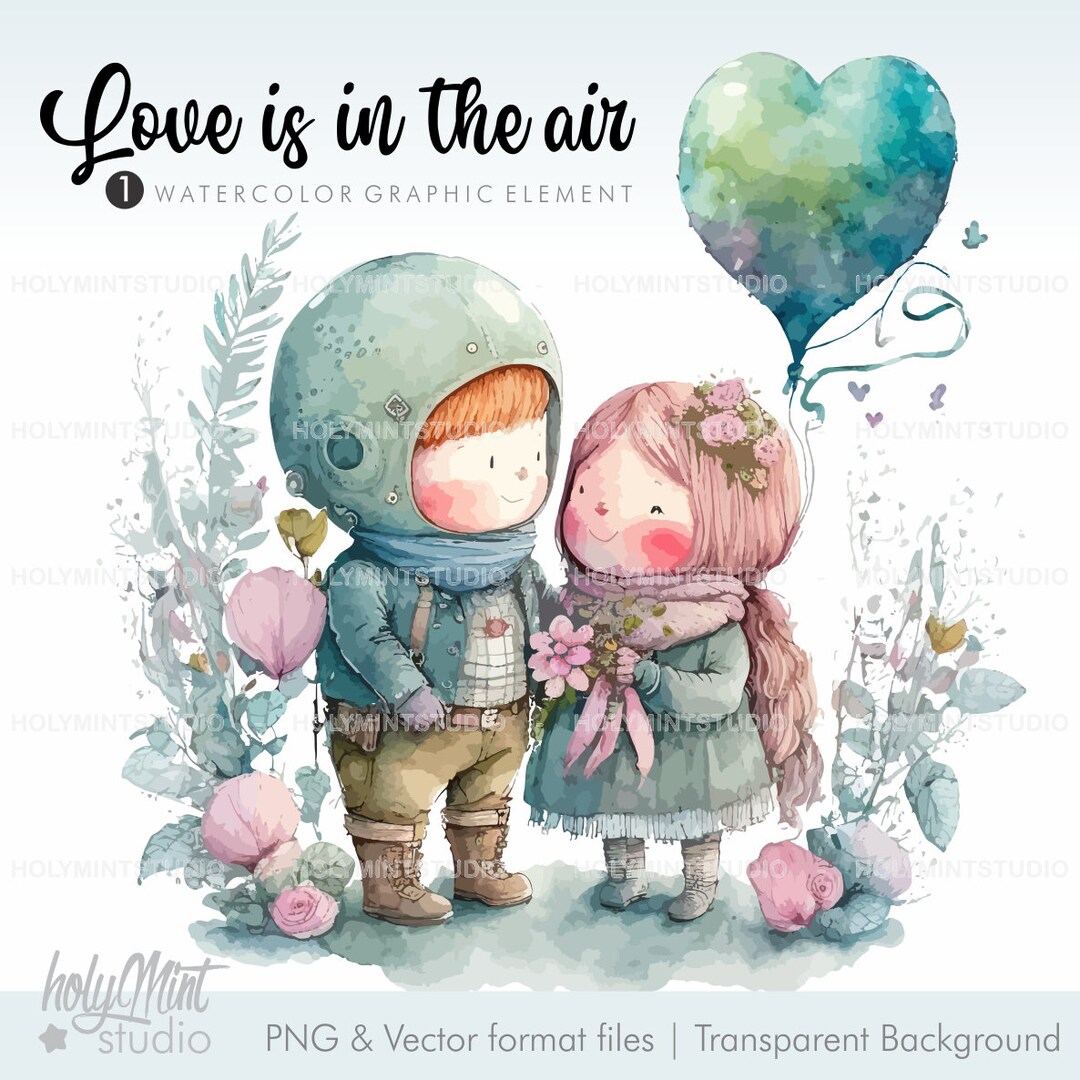 Love Clipart, Romantic Clipart, COMMERCIAL USE, Watercolour Valentines ...