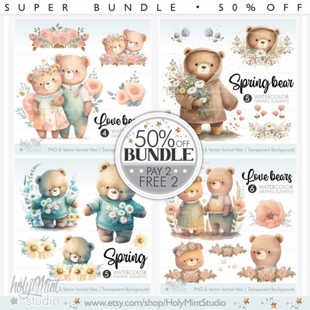 Bears Clipart, Bundle Clipart, 50%OFF, Bundle Graphics, Teddy Bear ...