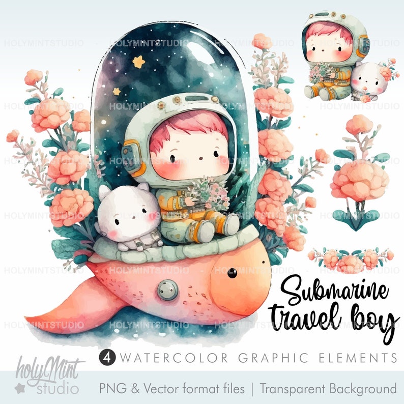Watercolor Submarine Clipart Friends Clipart Best Friends - Etsy