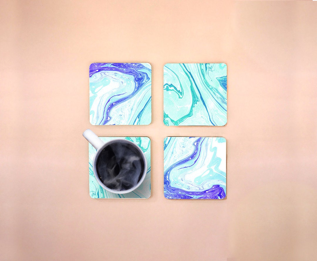 Water Marble Print Coasters, High Quality Print Coasters, Set of Four ...
