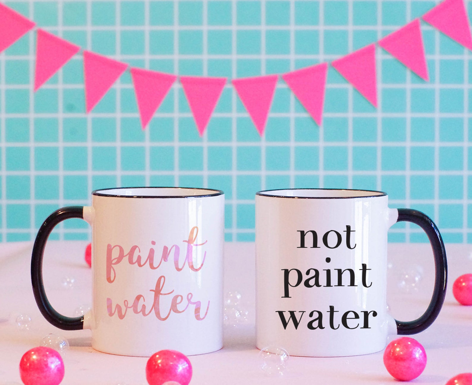 Paint Water/not Paint Water Matching Set of Mugs Artist Gift | Etsy