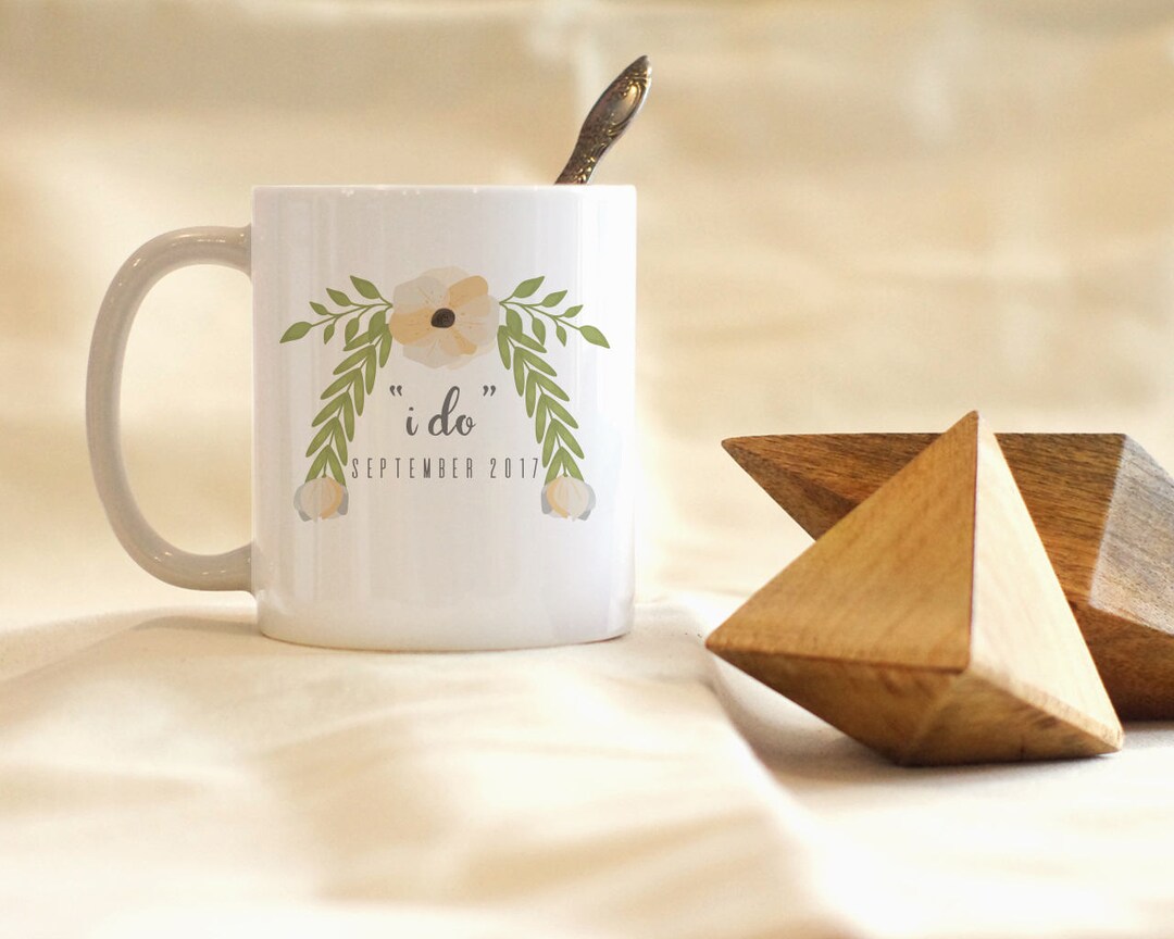 Custom Wedding Date Mug, Bridal Shower Gift, Wedding Favor - Etsy