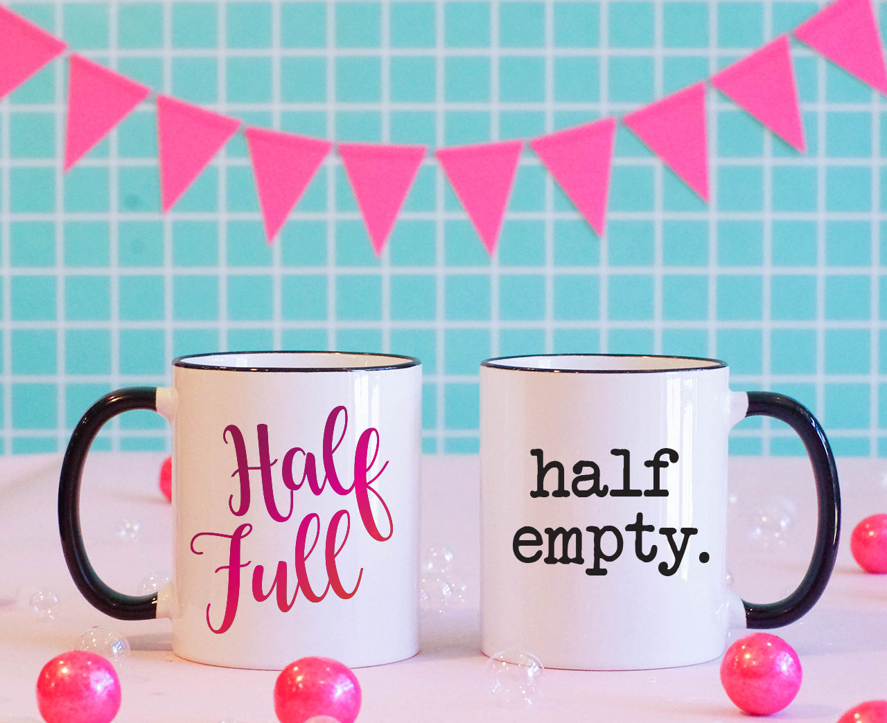 Half Full Half Empty Matching Mugs Funny Coffee Mugs | Etsy