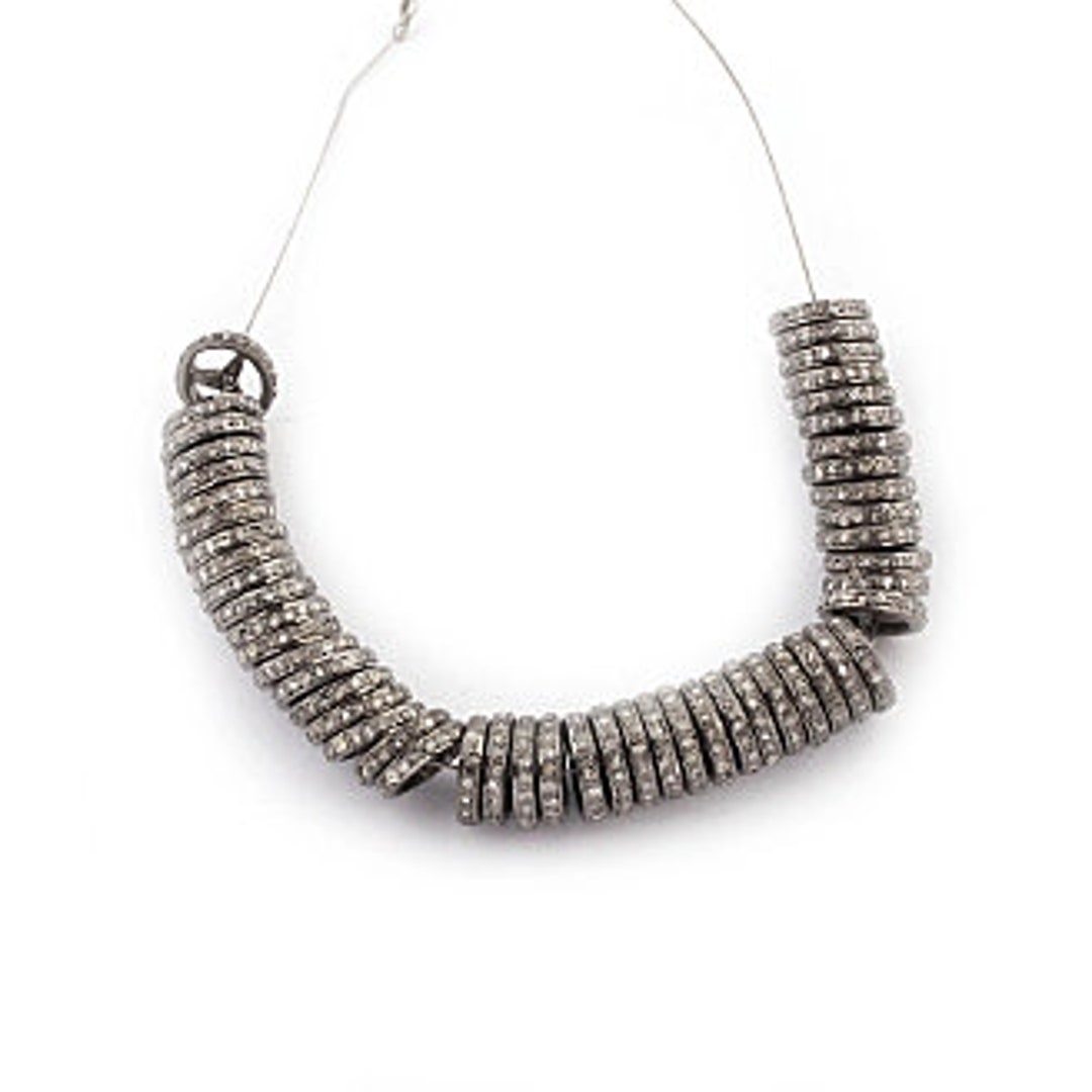 Pave Diamond Spacer Rondelle Beads, Wheel Rondelles 6 Mm, 925 Sterling ...