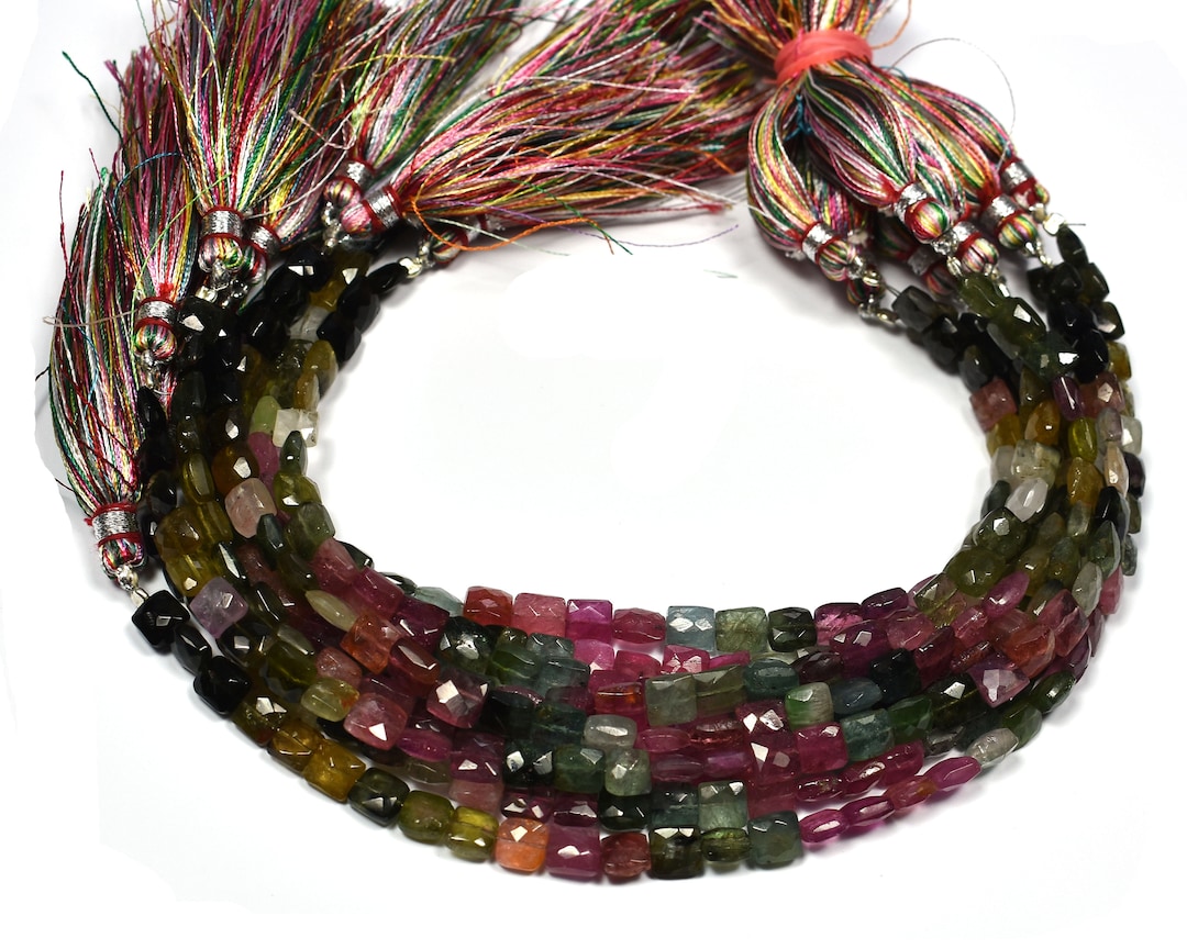 Natural Multi Tourmaline Faceted Rectangle Center Drill Beads1 ...