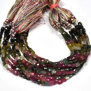 Natural Multi Tourmaline Faceted Rectangle Center Drill Beads1 ...