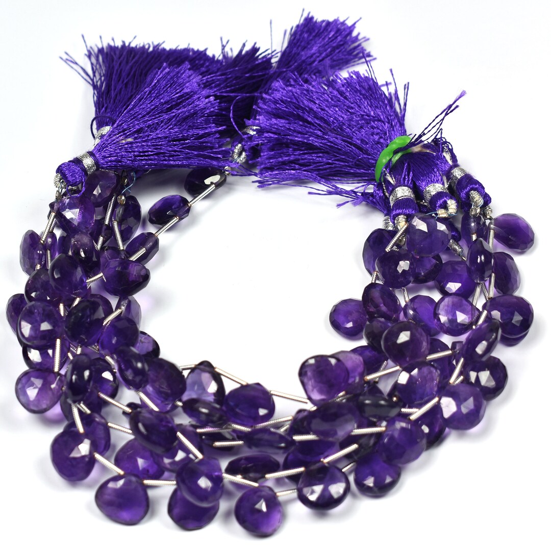 Natural Amethyst Faceted Heart Shape Briolette11mmx11mm-10mmx10mm1 ...