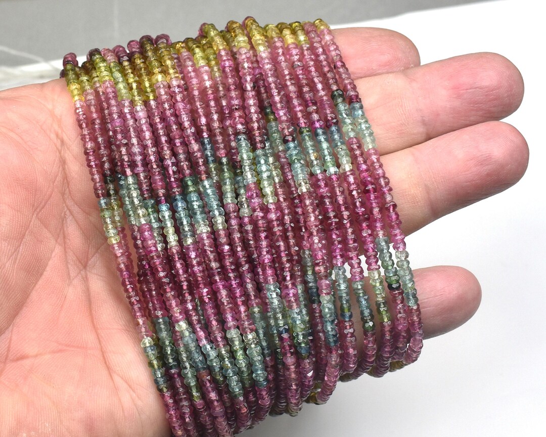 Multi Watermelon Tourmaline Rondelle Beads: Faceted Gemstone Strand - Etsy