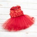 Christmas Textured Red Satin Harness Dress With Tulle Skirt and Small ...