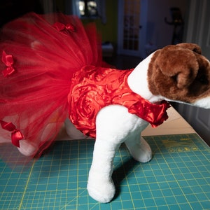 Christmas Textured Red Satin Harness Dress With Tulle Skirt and Small ...